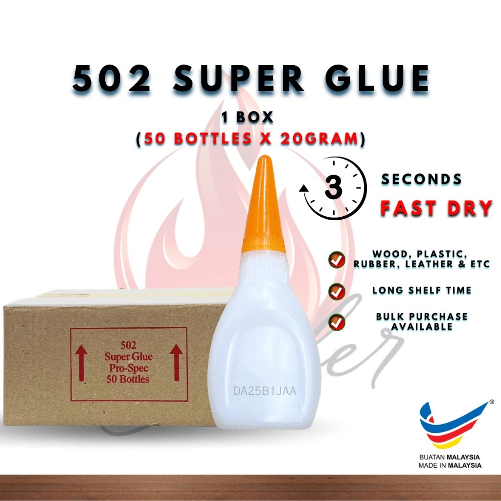 [Bulk] (1 Box*50Pcs) 502 Super Glue 3 Second Strong Super Glue ...