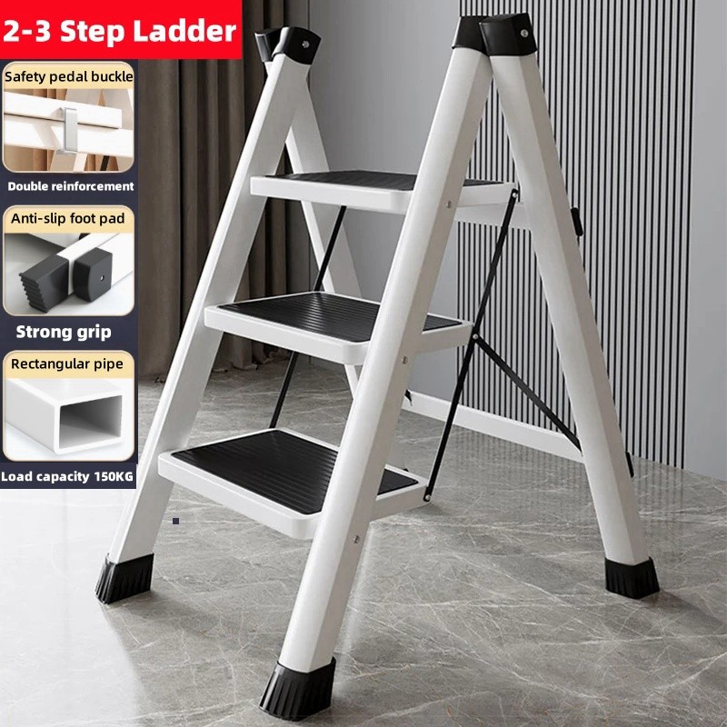 2-3 Step Ladder - Folding Step Stool - Closet Step Stool Ladder with ...