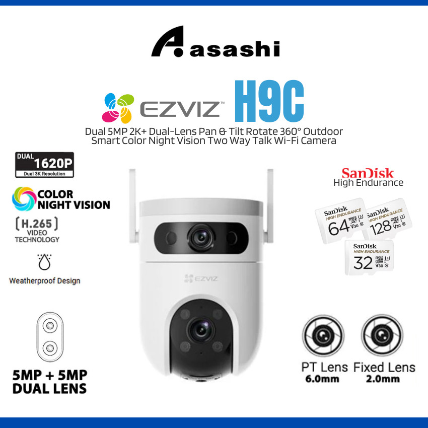 Ezviz H9C Dual 5MP 2K+ Dual-Lens Pan & Tilt Rotate 360 Outdoor Smart ...
