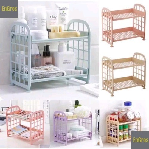 2 Tier Mini Shelf Multi-Purpose Mini Plastic Rack 2 Tiers Durable and ...
