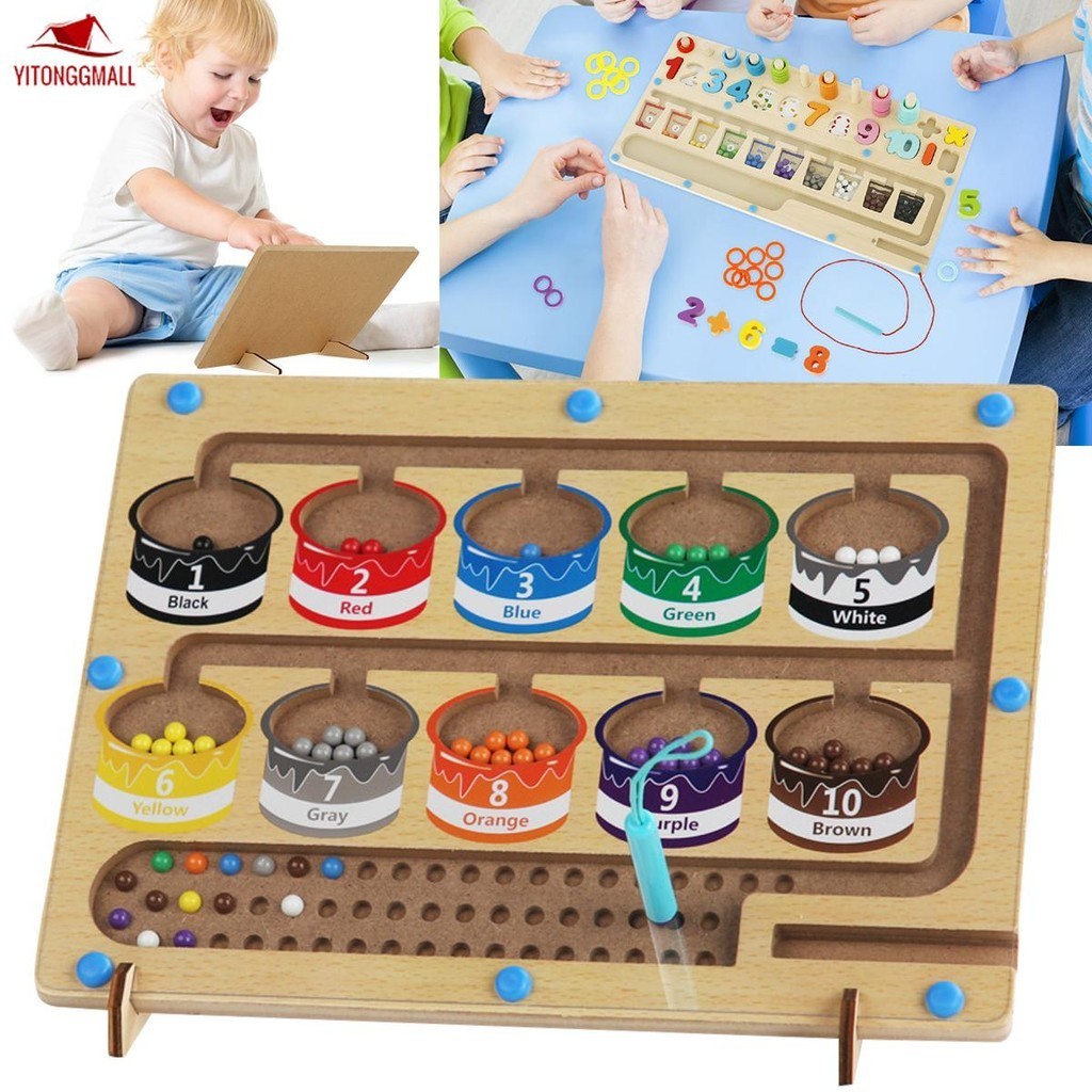 Magnetic Color and Number Maze with Magnetic Pen Wooden Magnetic ...