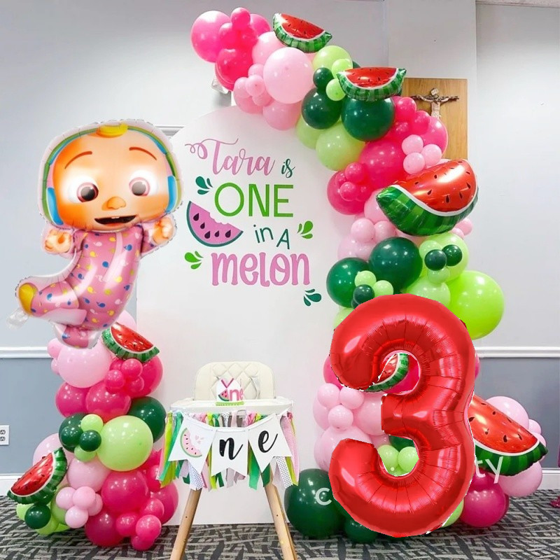 Cocomelon Balloons Cartoon Pink JOJO Watermelon boy baby shower balloon ...