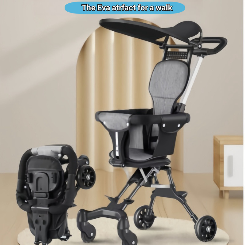 【SG stock】 Baby stroller four-wheel folding rotating single-pole ...
