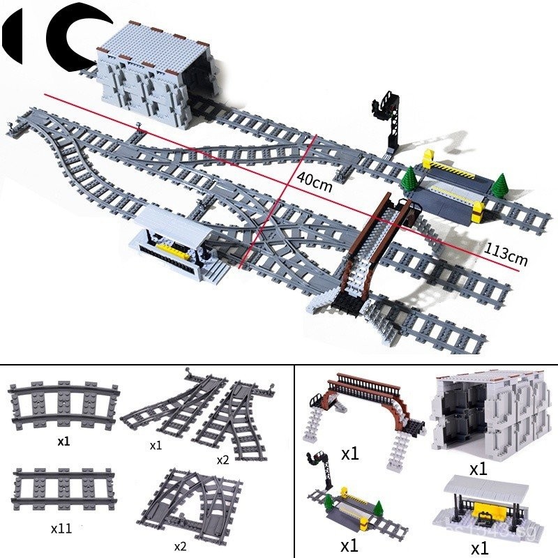 Track Scene Assembly Compatible Lego Train Building Blocks Straight ...