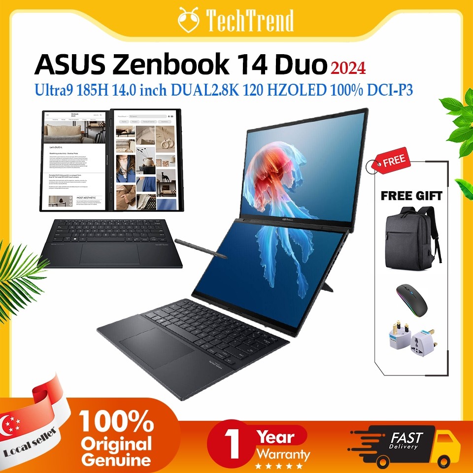 ASUS Zenbook 14 Duo Dual Screen UX8406M Laptop, 14" 3K OLED 120Hz Touch ...