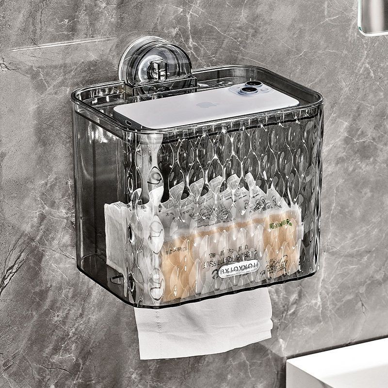 Suction Cup Tissue Box Roll Holder Toilet Toilet Paper Tissue Holder ...