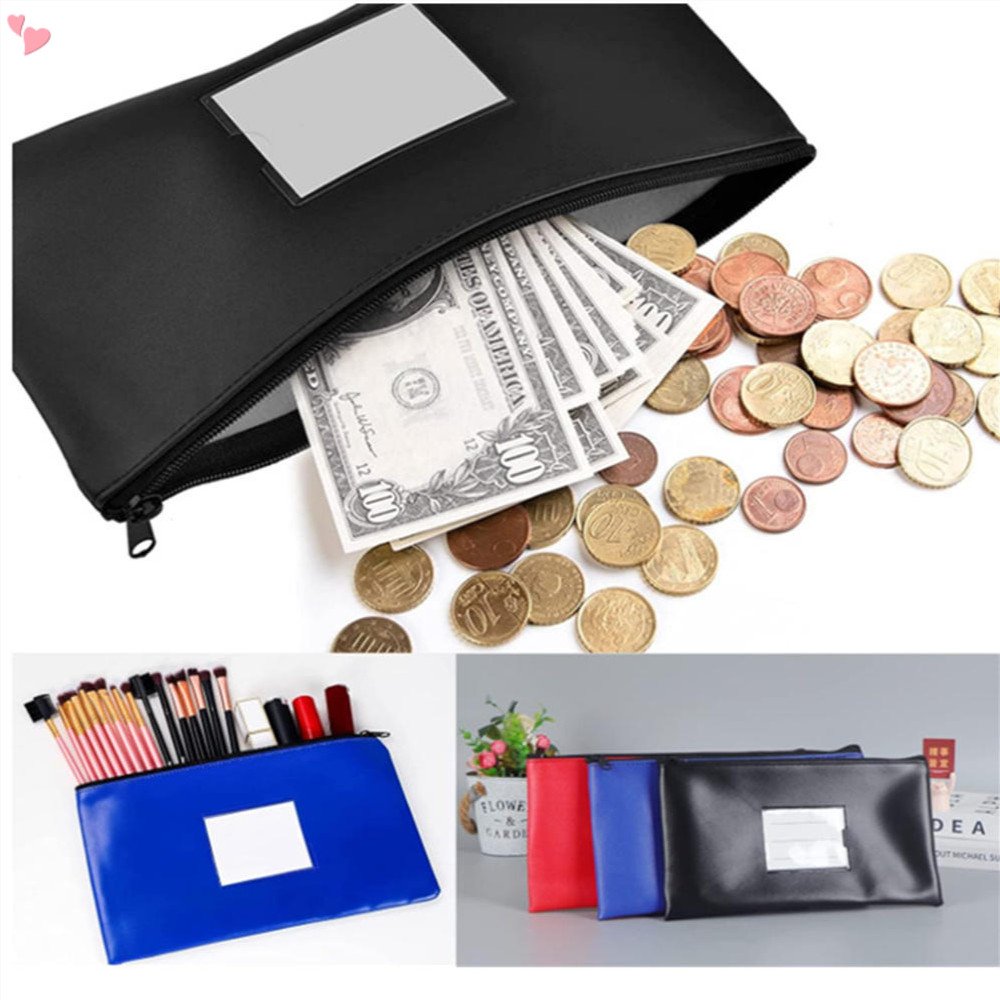 Bank Deposit Money Bags with Zipper, 10 Colors Leather Bags Wallet ...