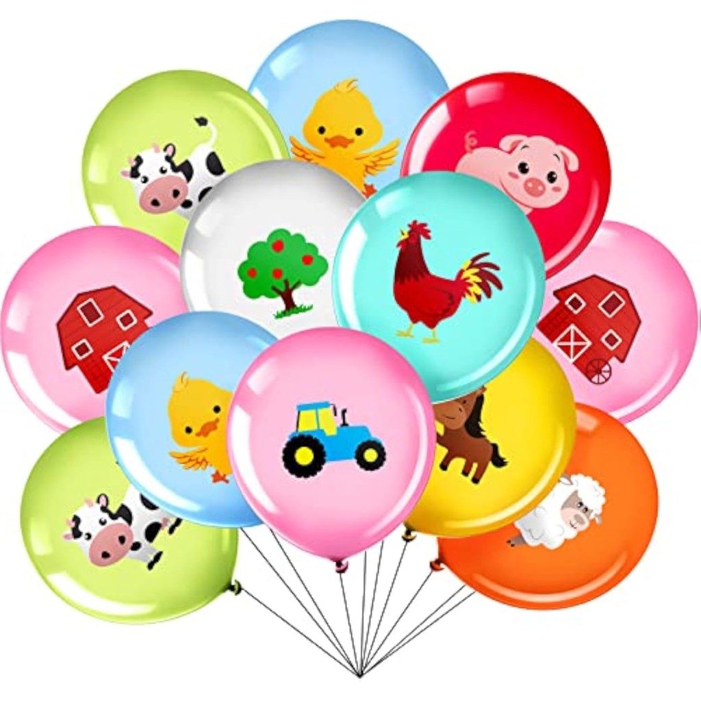 36pcs Farm Animal Balloons Pig Cow Sheep Tractor Barnyard Farmhouse ...