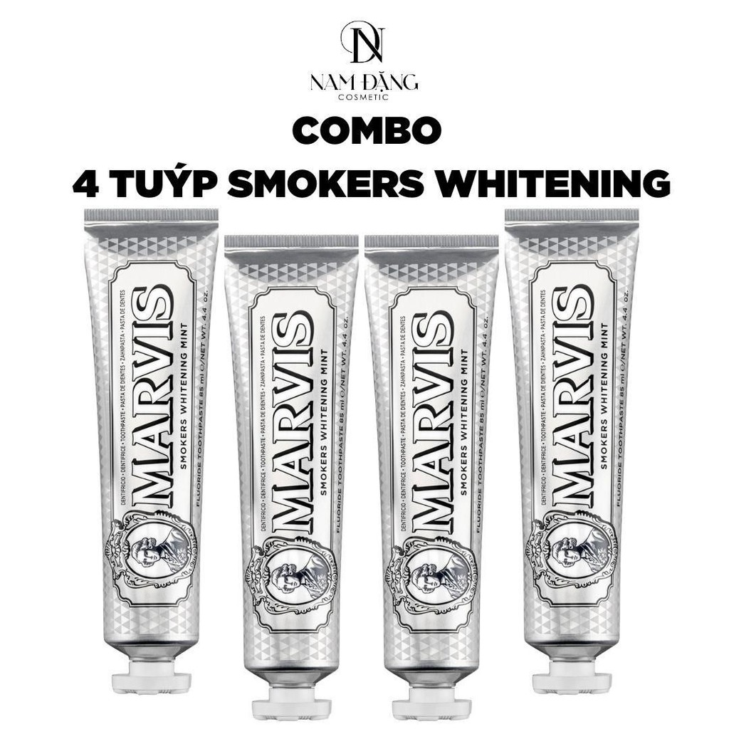 Combo of 4 tubes of Marvis Smokers Whitening Mint Toothpaste 85ml Teeth ...