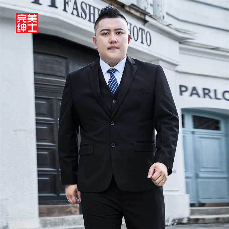 Suit SetsFat Man Suit Men Trendy Fat Loose Version Big Belly Potbelly plus-Sized plus-Sized Fat ...