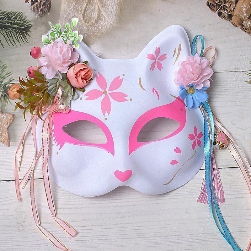 【MA】 Anime Demon Fox Mask Hand-painted Japanese Kitsune Mask Cosplay ...