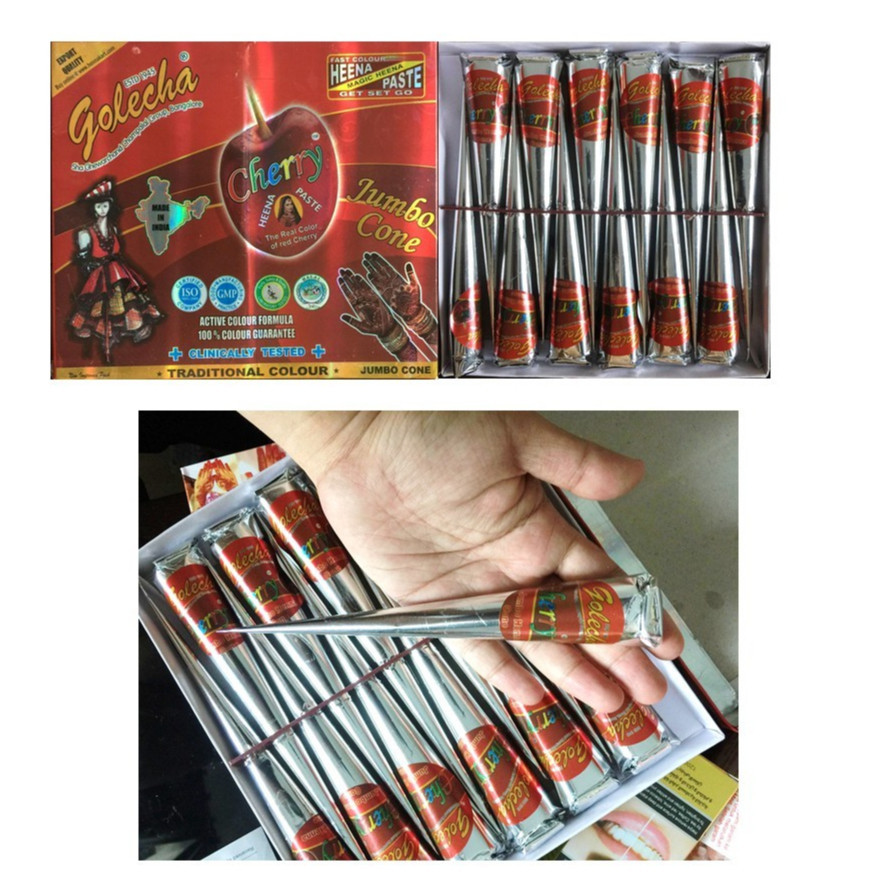 GOLECHA Tube Henna Red Henna Cones Indian Henna Tattoo Paste For ...