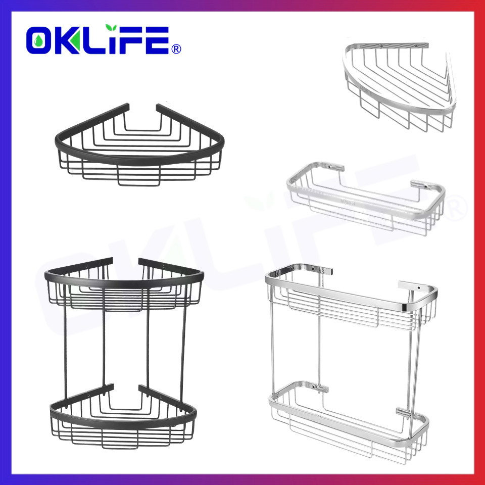[OKLIFE. ]SU304 Stainless Steel Shampoo Basket Rack Corner Shelf Corner ...