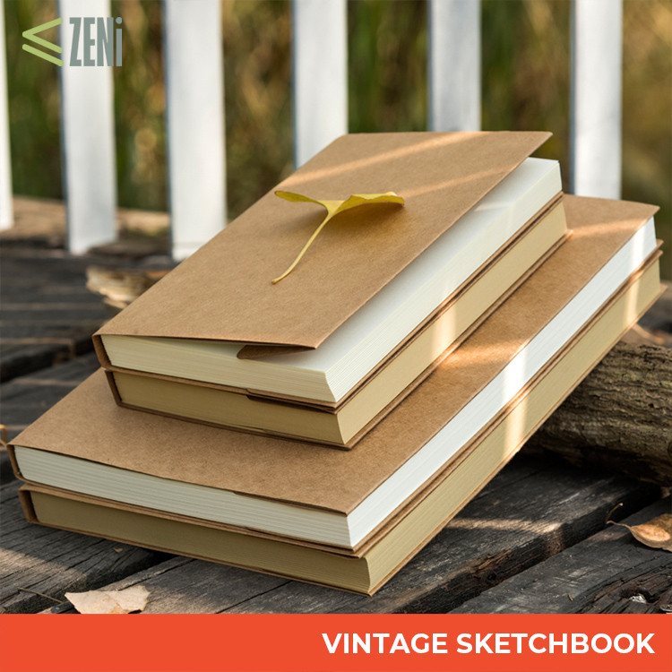 ZENi Vintage Sketchbook 248 Pages | Kraft Paper Cover Notebook For ...