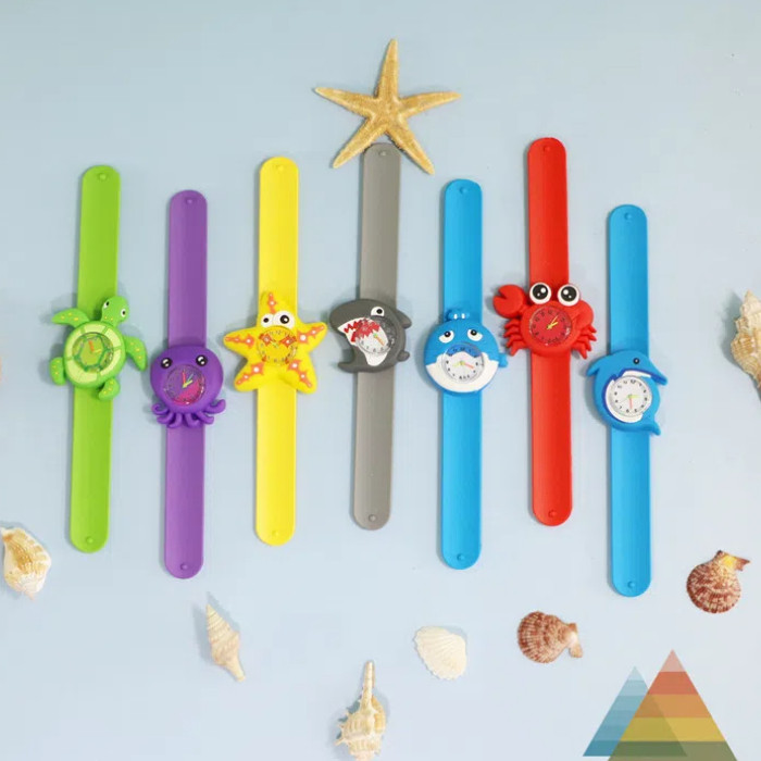 Slap Bracelet Watch Kids Watch Sea Animal Silicone Wristband Snap ...
