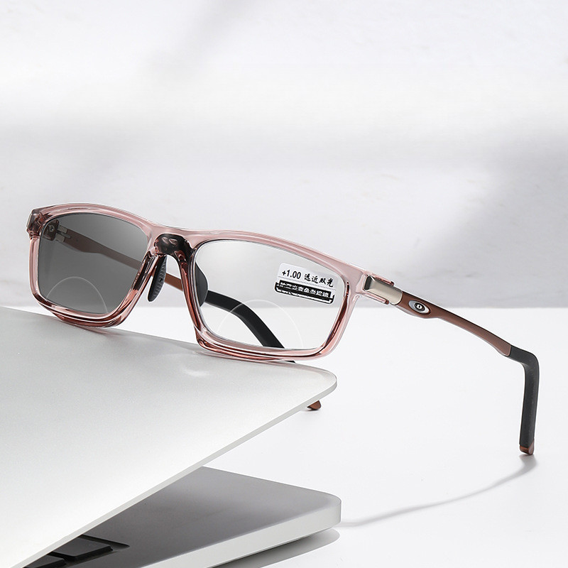 (+0 °~+400 °) Trendy sports dual light color changing reading glasses ...