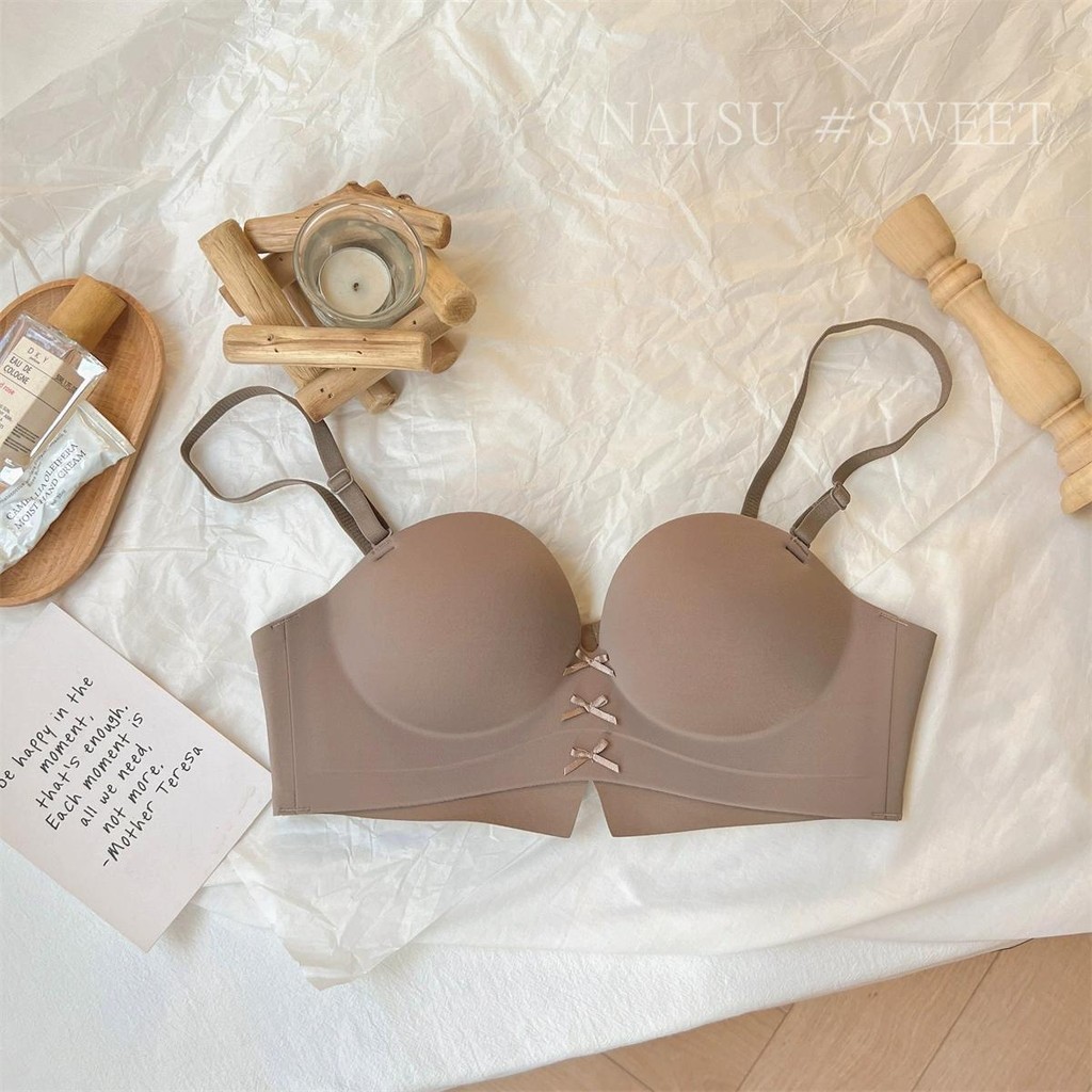 Seamless Underwear Women's Small Breasts Gathering Wireless Bra Panty Set Comfortable Bra ...