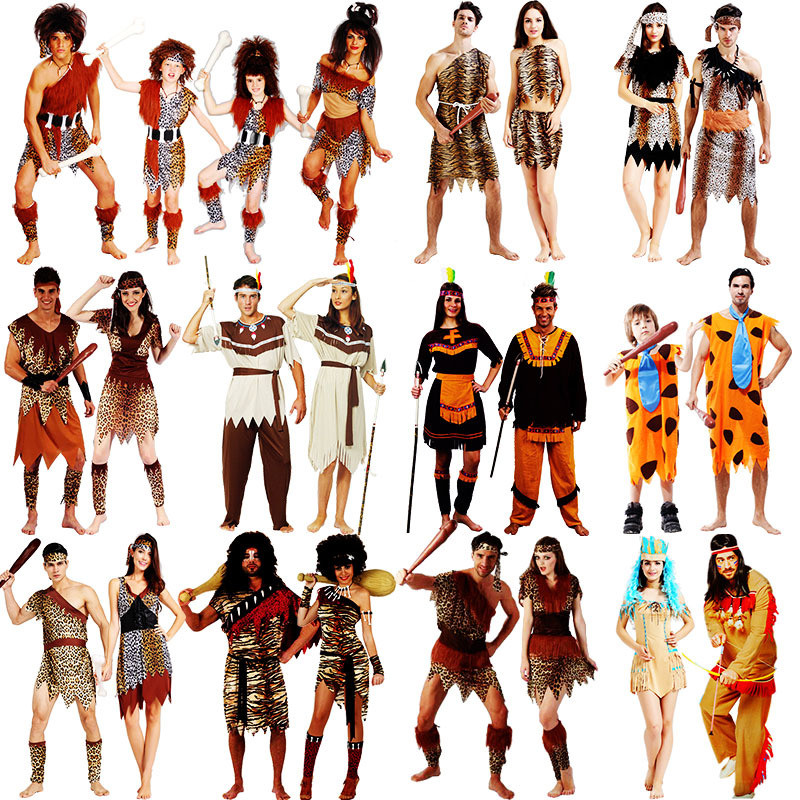 Ready Stock Halloween Costume Native Indian Men Women Clothes Primal ...