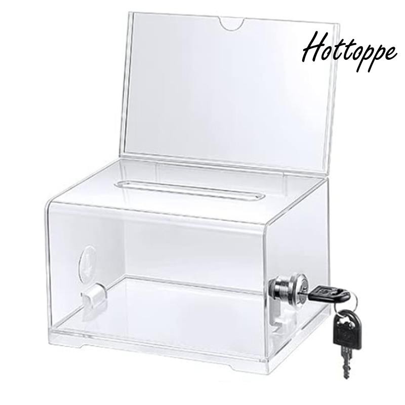 1 Pack Donation Box Donation Box with Lock Clear Ballot Box with Sign ...