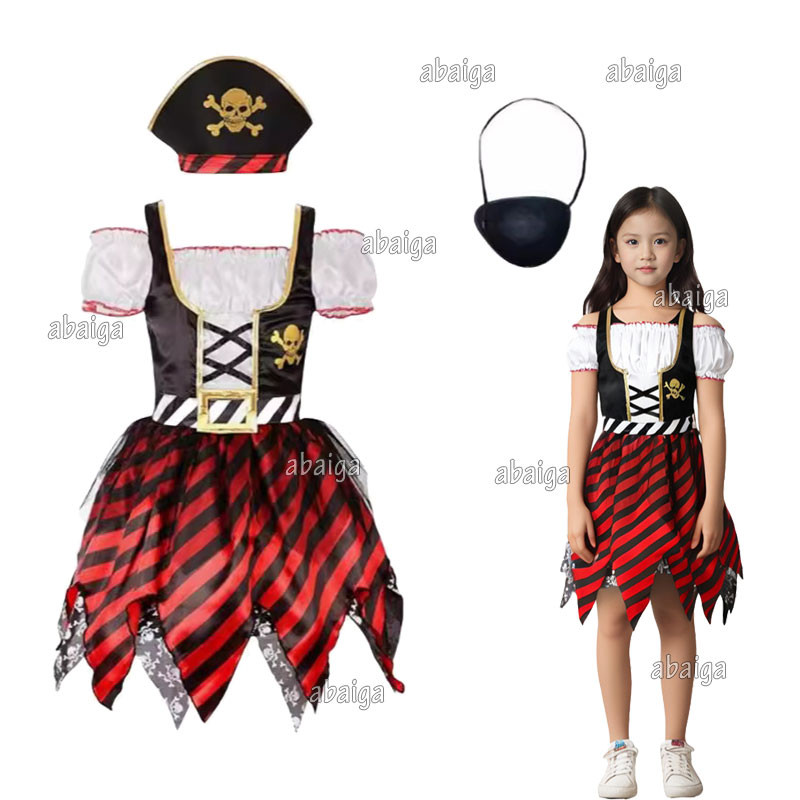 Captain Pirate Costume for Kids Girl Fantasia Infantil Fancy Dress Hat ...