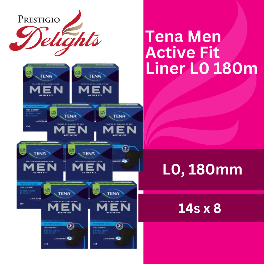 [Bundle Of 8] Tena Men Active Fit Liner L0 180mm (14s) | Shopee Singapore