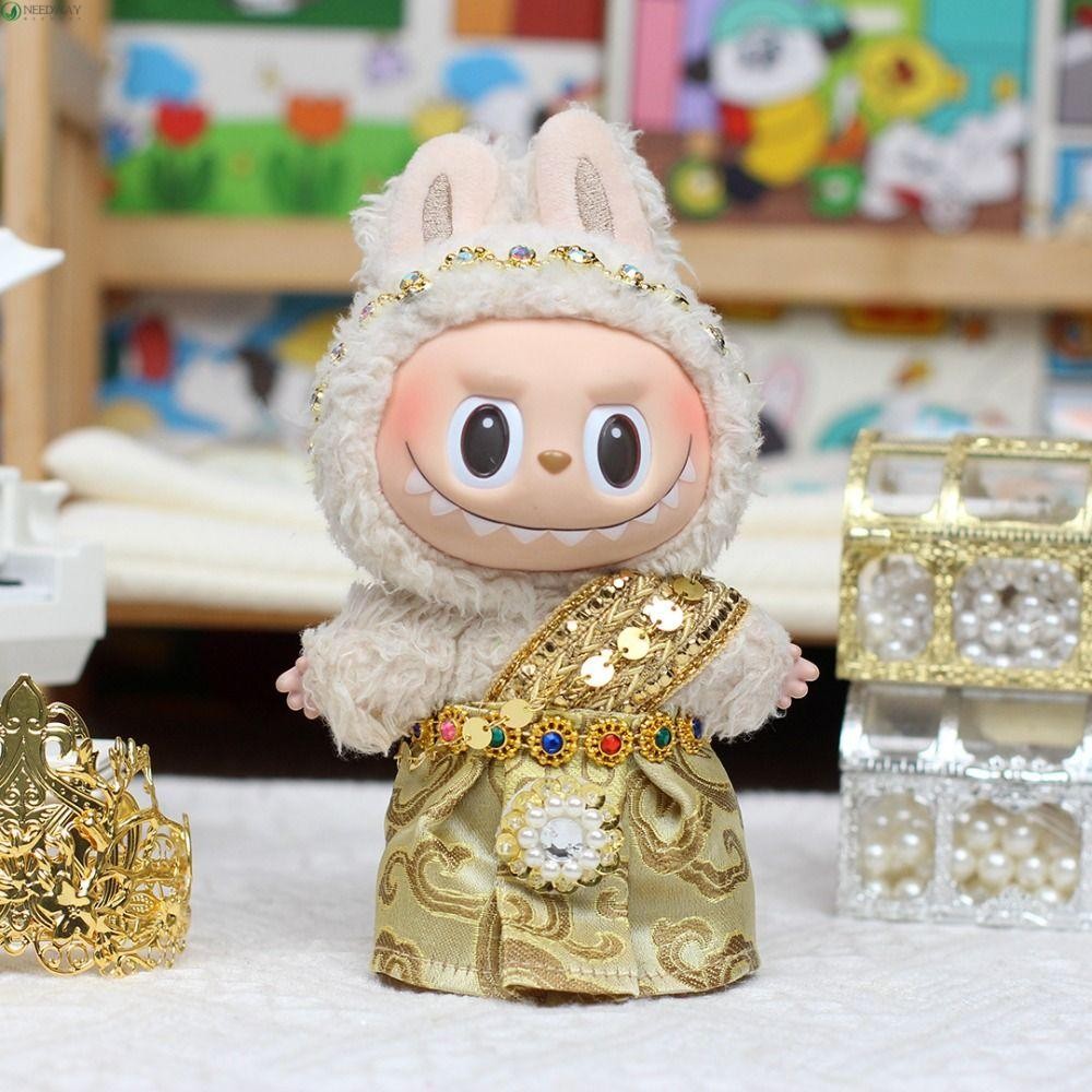 NEEDWAY Labubu Doll's Cloth, Golden Royal Family Sitting Labubu Time ...