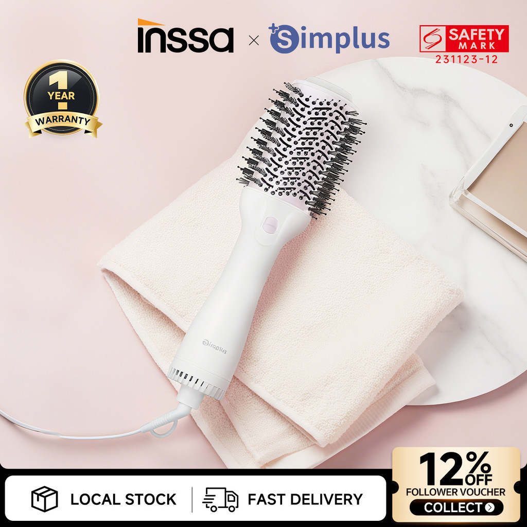 Inssa 4 In 1 Hot Air Brush丨Straight&Curly Dual Use丨Fast Drying 丨Fluffy Styling丨3 Adjustable ...