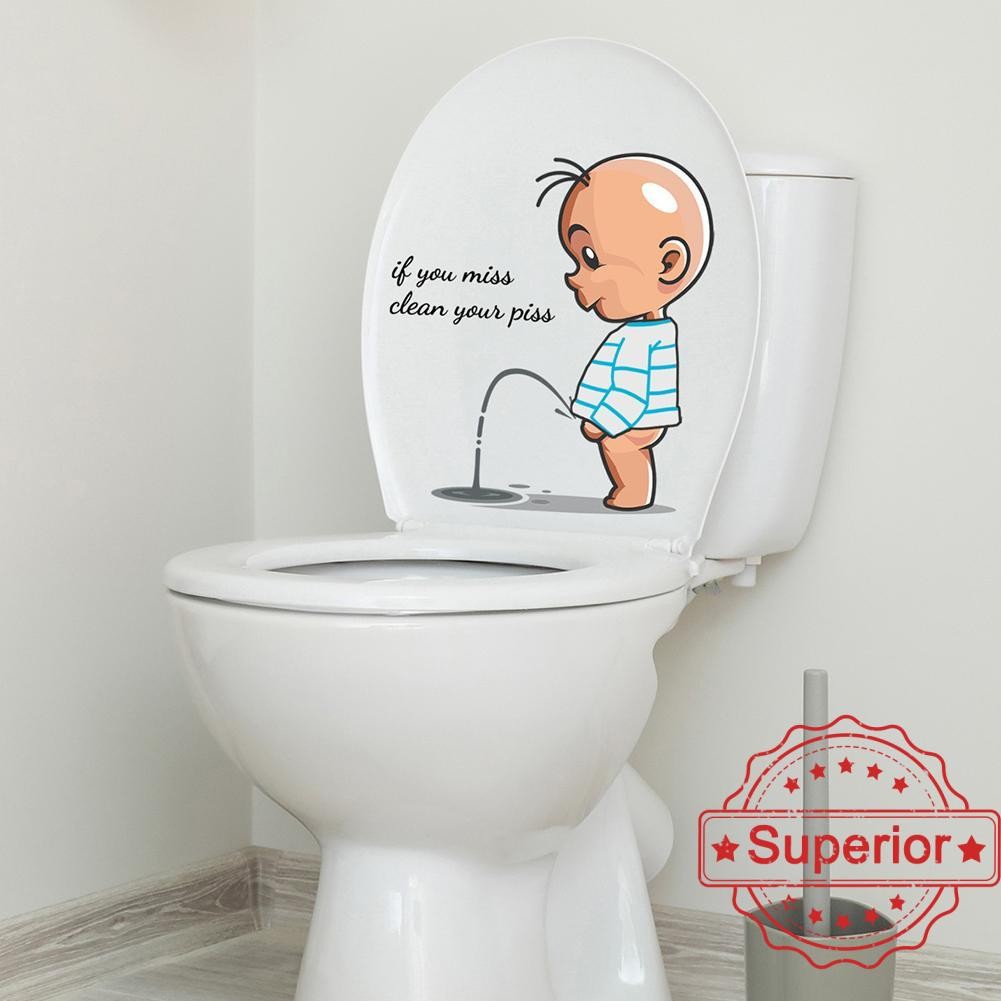 Funny Toilet Warning Stickers Child Urination Toilet Wall Self-adhesive ...