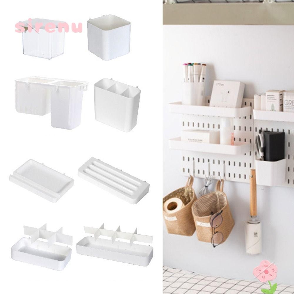 SIRENU Pegboard Storage Boxes, Plastic White Hole Board Storage , No ...