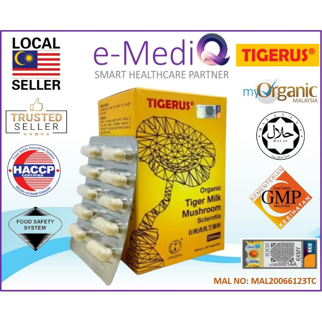 Tigerus Tiger Milk Mushroom Sclerotia/Cendawan Susu Harimau/虎乳芝 300mg x ...