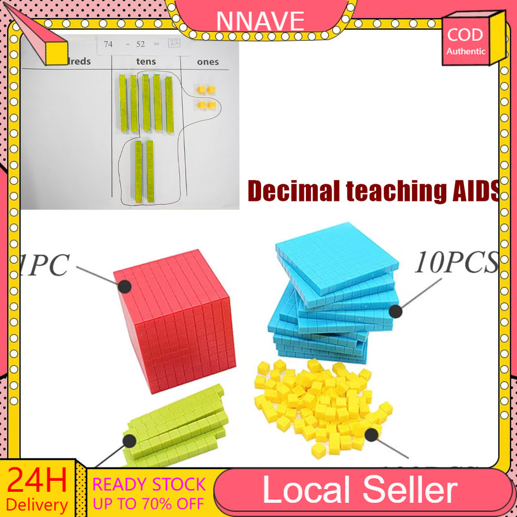 Math Learning Cube Toy Base Ten Blocks Set Kindergarten Kids Classroom ...