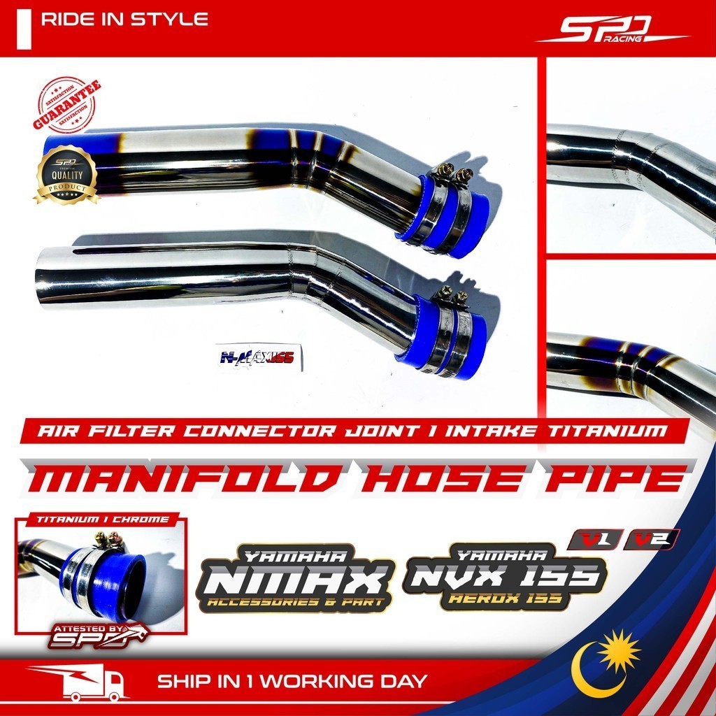 NVX NMAX Intake Manifold Hose Pipe I Titanium / Chrome I Air Filter ...