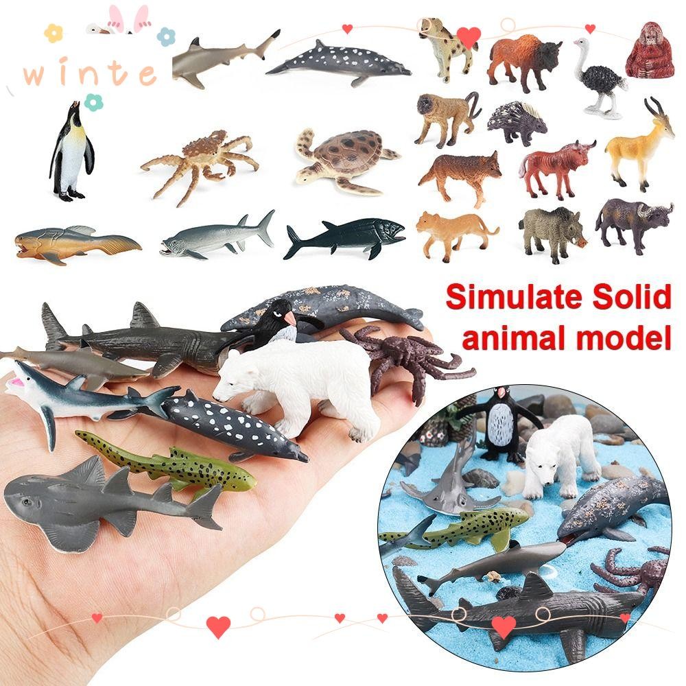 WINTE 12pcs Simulation Ocean Animal Figurine, Dog Cat Sea Life Model ...