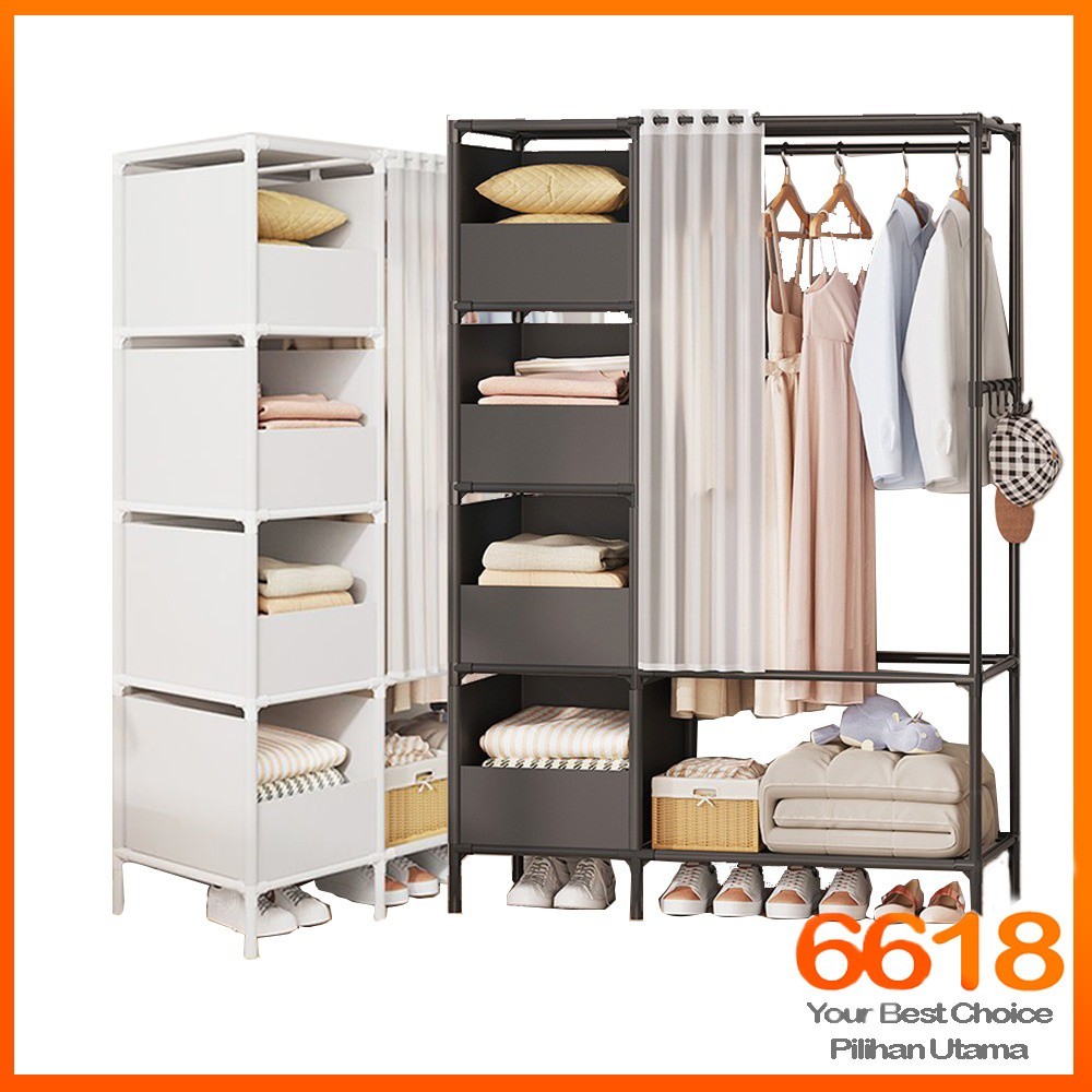 Almari Baju Rak Pakaian Kabinet Kalis Habuk Floor Standing Dustproof ...