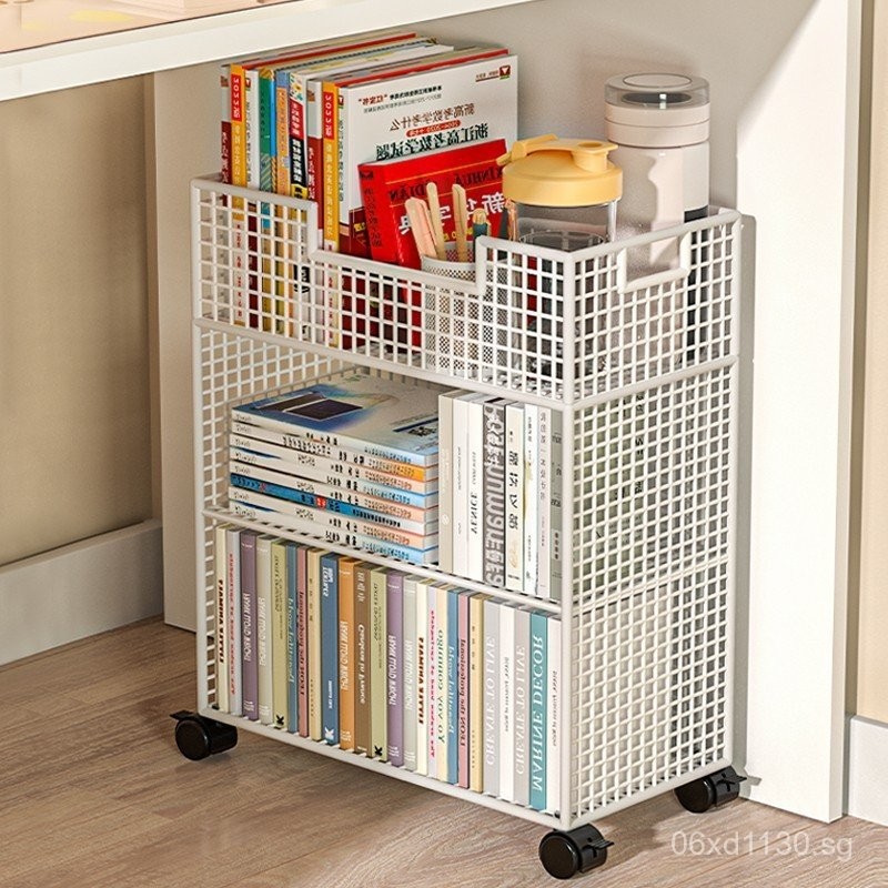 Rolling Storage Side Desk Student Small Bookshelf Book Stand Under Desk ...