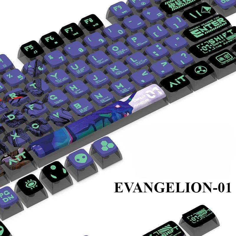EVANGELION-01 Pudding Keycap 125 Keys SAX Profile PBT Four-sided Light ...