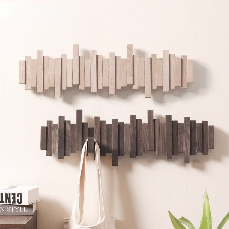 Black Walnut Solid Wood Wall Hook Entryway Coat Hat Key Bag ...