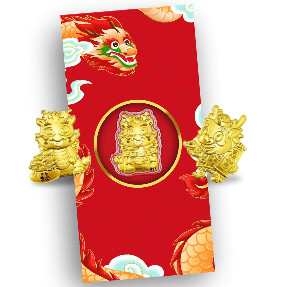 Top Cash Jewellery 3 in 1 999 Gold Dragon Angpao Set | Shopee Singapore