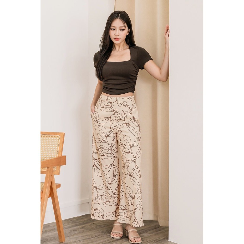 Pearlie Wide Leg Pants - Petite (Earthy Tranquility) | Shopee Singapore
