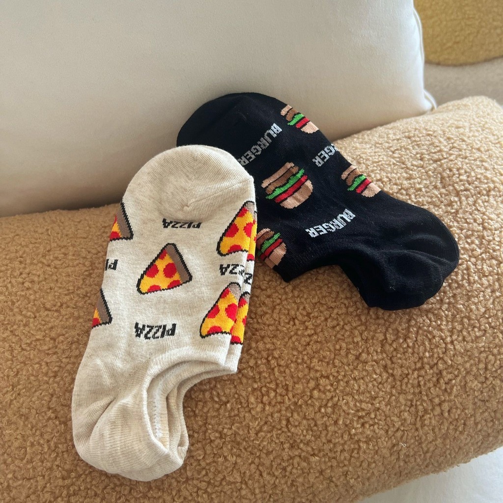 New summer pizza socks Japanese cute hamburger invisible boat socks ...