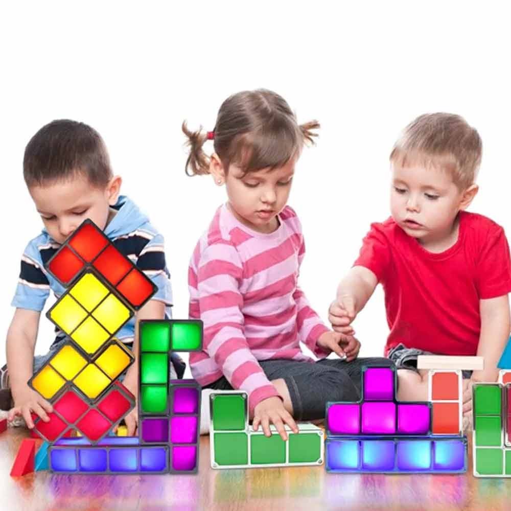 Stackable Tetris Style LED Light 7 Colour 3D Tangram Light Night Lights ...
