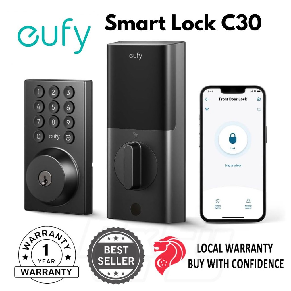 eufy Smart Lock C30, Keyless Entry Door Lock, Built-in WiFi Deadbolt ...