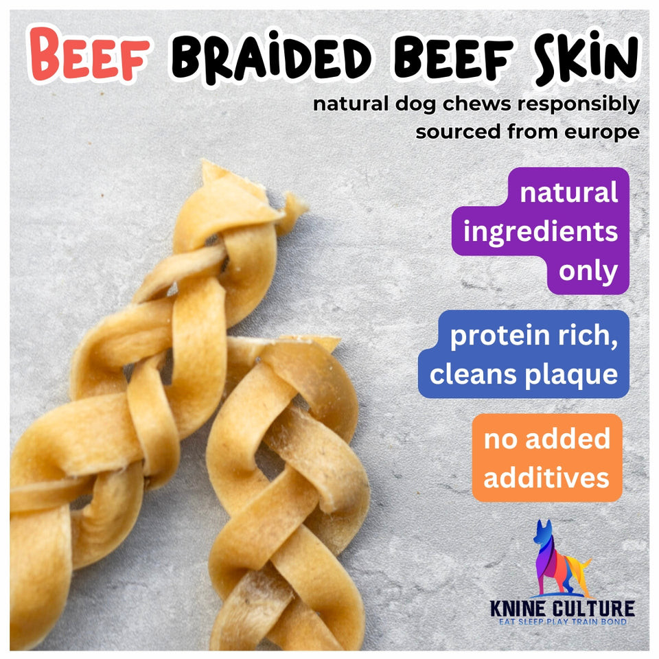 Natural Braided Beef Skin (200g) - single protein dog treat, single ...