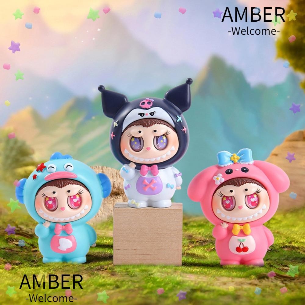 AMBER Labubu Ornaments, Kuromi Resin Labubu Box, Cute Strawberry Bear ...