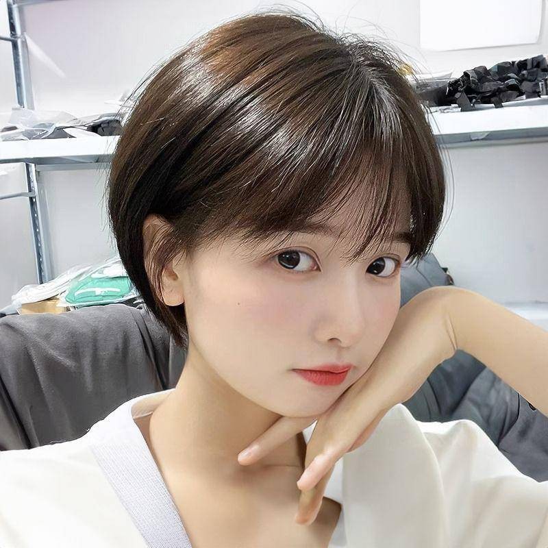 100% Human Hair Modern Style Full Machine Wig Fashion Type With Bangs ...