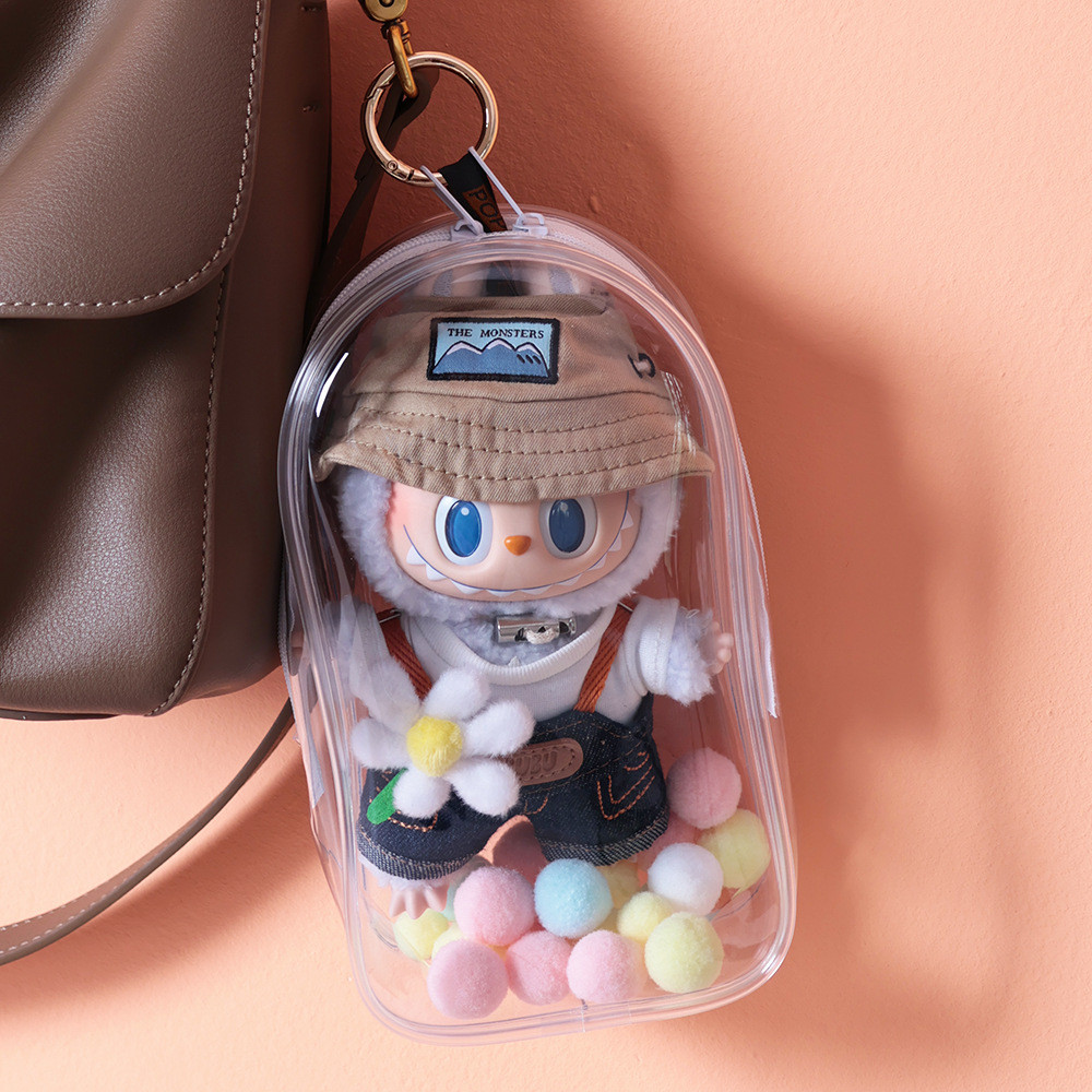 19cm Transparent Plush Doll Bag PVC Cotton Doll Dustproof Case Cartoon ...