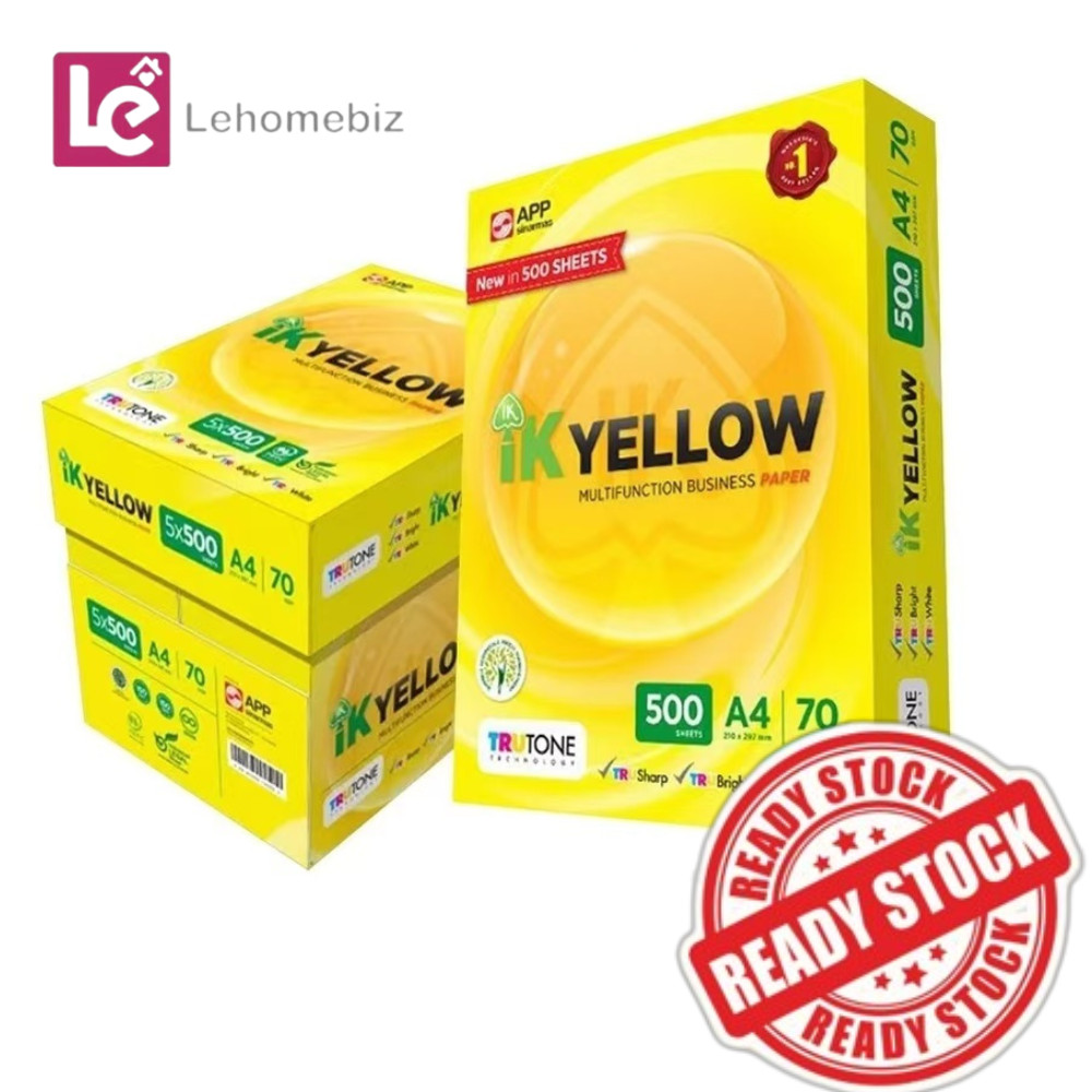Ik Yellow A4 Paper 70Gsm 500's [Price per Pack] (210x297MM) | Shopee ...