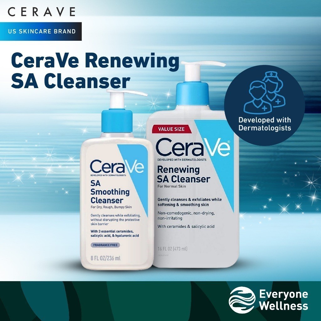 Cerave Renewing / Smoothing SA Cleanser [Exfoliation, Non-drying ...
