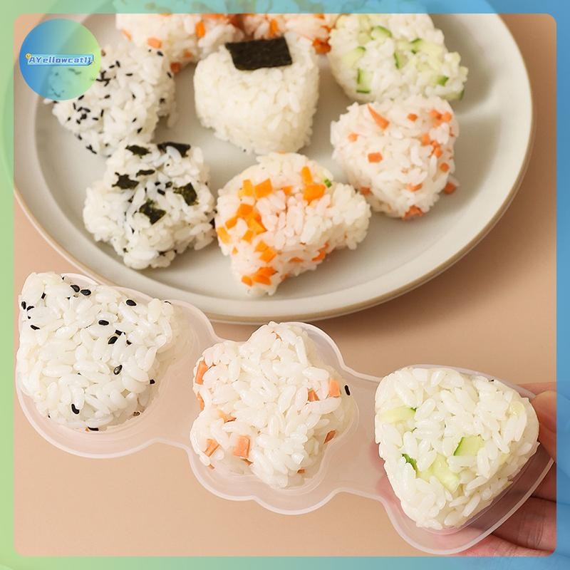 AA 2023 New Cute White 3 Grid Sushi Mold Bento Rice Ball Sushi Tool Set ...