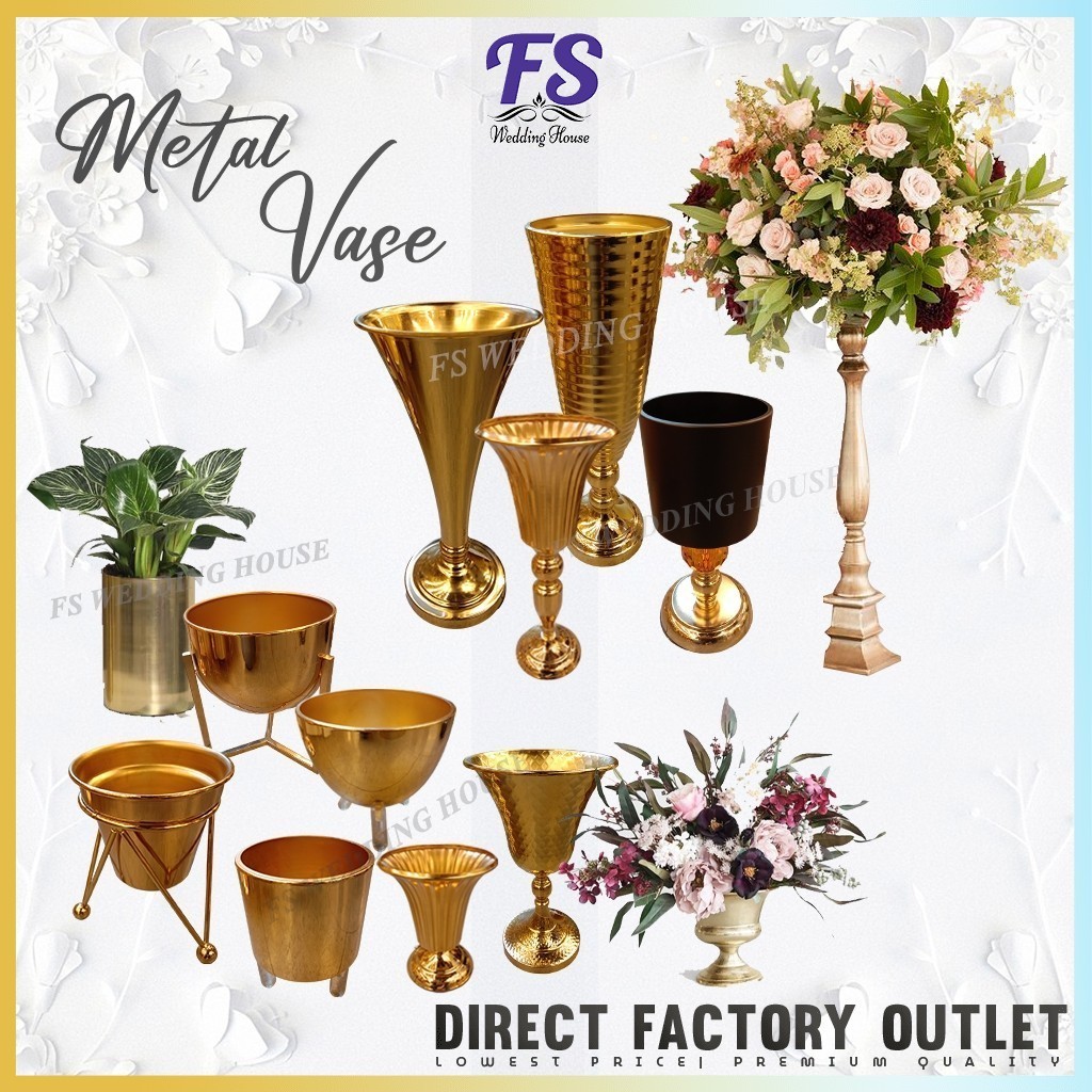 GOLD METAL VASE/FLOWER VASE/PASU ORKID/VASE ORCHID/METAL THROPY STAND ...